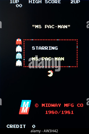 Ms Pac Man Pacman Midway 1980 1981 Vintage arcade videogame screen shot ...