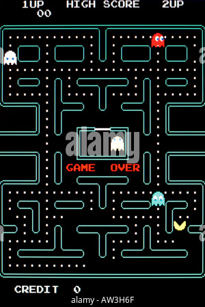 Pac Man Plus Pacman Bally Midway 1982 Vintage arcade videogame screen ...