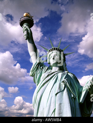The iconic Statue of Liberty on Liberty Island. The copper clad statue ...