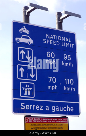 French, English Information road signs Stock Photo - Alamy