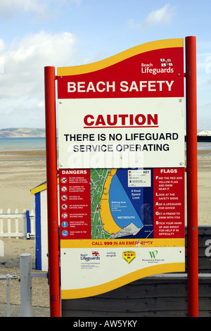 Beach safety sign. Weymouth. Dorset Stock Photo - Alamy