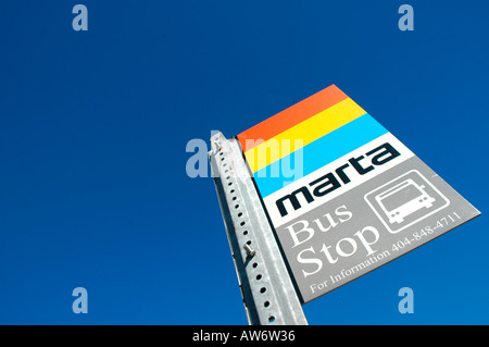 Marta, the public owned Bus System in Atlanta, Sign at a bus stop for ...