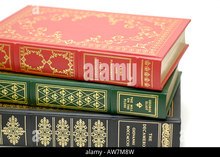 Stack of Leather Bound Books Stock Photo - Alamy