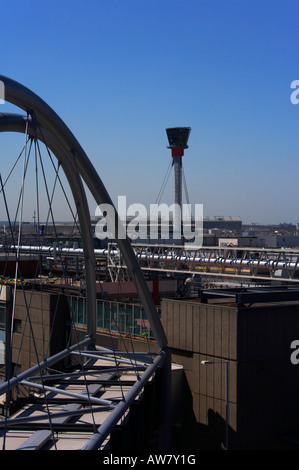 The control tower at Heathrow Airport, London, UK. The 87m tall tower ...