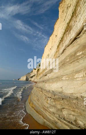 Loggas beach, Peroulades, Corfu island, Greece. Logga beach is one of ...