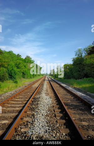 Railroad track converging at the horizon Stock Photo - Alamy