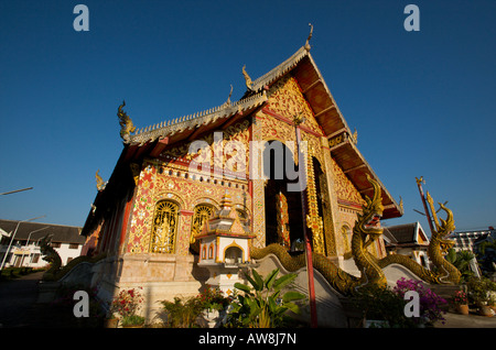 Thailand Chiang Rai Wat Jet Yot buddhist temple Buddha statue Stock ...