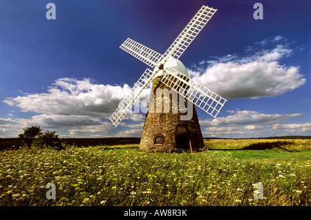 Halnaker Windmill, a restored brick tower mill, on top of Halnaker Hill ...