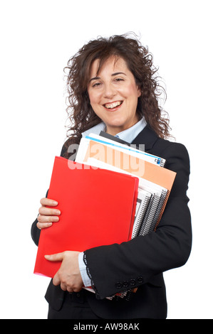 Woman clutching papers Stock Photo - Alamy