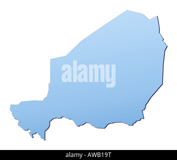 A 3D illustration of the Niger map Shaded relief isolated on white ...