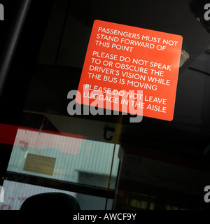 sign for priority seats on a bus for disabled customers in the uk Stock ...