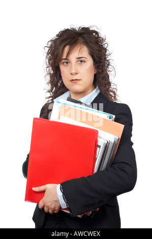 Woman clutching papers Stock Photo - Alamy