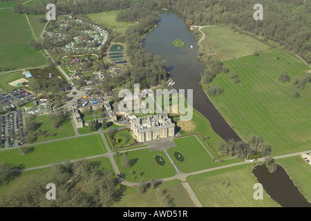 Aerial view of Longleat House shown with it's formal gardens and lake ...