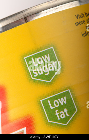 Low sugar food labeling Stock Photo - Alamy