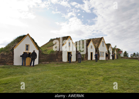 Peat-walled houses, Glaumbaer Farm Museum, northern Iceland, Iceland ...