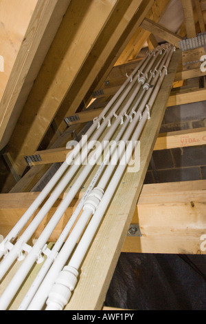 Speedfit polyethylene water pipes installed in a new house to connect ...