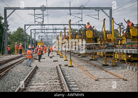 Rail contractors using modular replacement system to replace worn-out ...