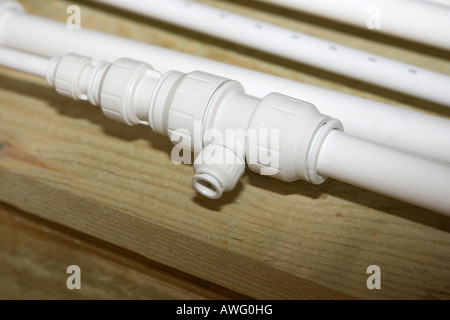 Speedfit polyethylene water pipes installed in a new house to connect ...