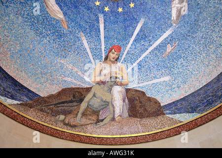 Part of the mosaic ceiling in The Chapel, Normandy American Cemetery ...