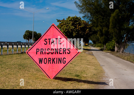 State Prisoners Working Warning Sign Stock Photo - Alamy