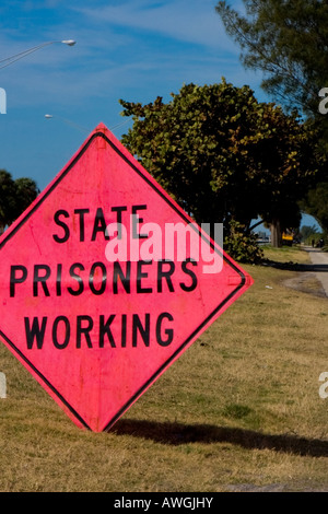 State Prisoners Working Warning Sign Stock Photo - Alamy