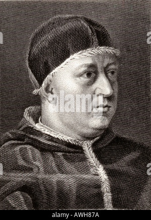 Pope Leo X (Giovanni de' Medici 1475-1521, Pope from 1513) supervising ...