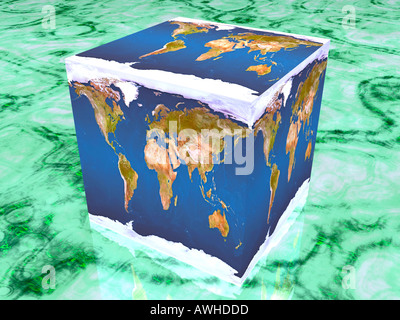 Planet Earth represented as a Cube Stock Photo - Alamy