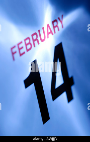 February 14 Calendar. Valentine's day concept, red hearts, the word ...