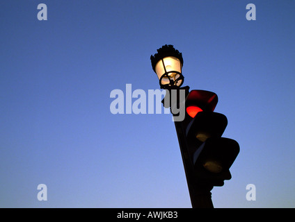A low angle shot of a traffic light sign showing red Stock Photo - Alamy