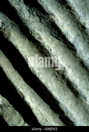 Close-up texture of the ridged surface of the sand with ripples and ...