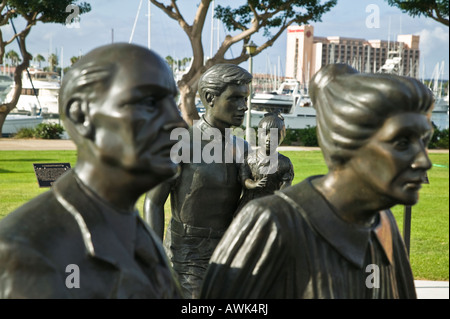 Bloch Cancer Survivors Park, brass statues San Diego, California, USA ...