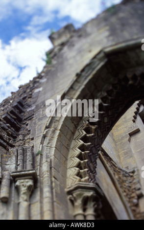 Architectural details at the ruined abbey at Glastonbury England Stock ...