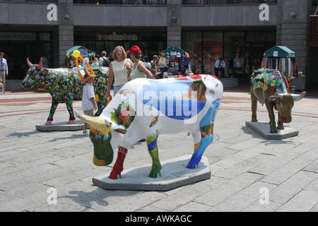 Cows at Faneuil Hall Marketplace and part of CowParade Boston USA 2006 ...