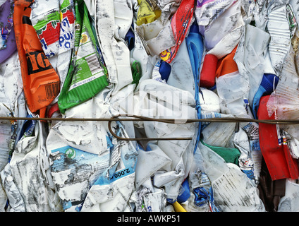 Flattened plastic bottles for recycling compressed waste plastic waste ...