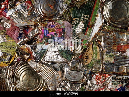 Compacted metal cans, full frame Stock Photo - Alamy