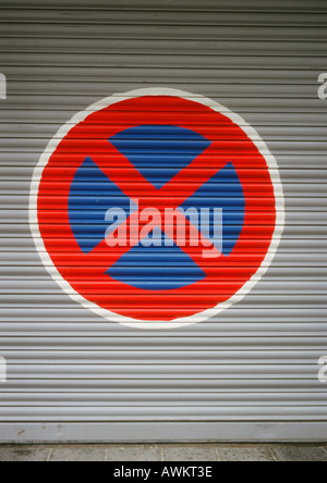 Close up of a red roller shutter Stock Photo - Alamy