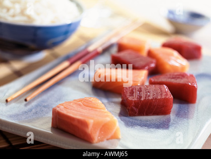 salmon, tuna, raw, sashimi, salmons, tunas, raws, sashimis Stock Photo ...