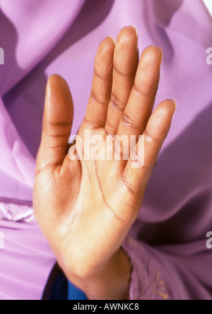 Black woman's hands held up in prayer, sunbeam from heaven, white ...