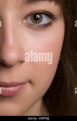 Close up to a young woman s right face side view eyes closed Stock ...