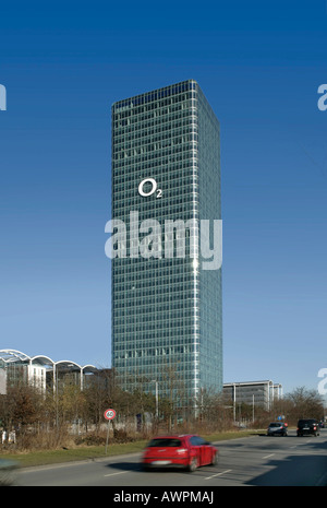 O2 (telecommunications company) logo on a high-rise in Munich, Bavaria ...