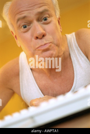 Image of data processing with people portraits on red and black ...