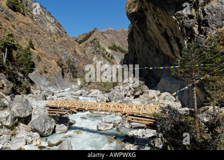 Bridge over Dudh Koshi river, Sagarmatha National Park, Khumbu, Nepal ...