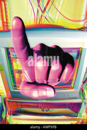 An index finger pointing at monitor Stock Photo - Alamy