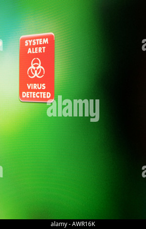 Computer monitor shot, "system alert virus detected" message Stock ...