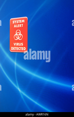 Computer monitor shot, "system alert virus detected " message Stock ...