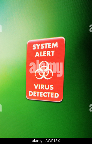 Computer monitor shot, "system alert virus detected " message Stock ...
