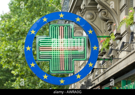 Pharmacy sign, Paris, France Stock Photo - Alamy