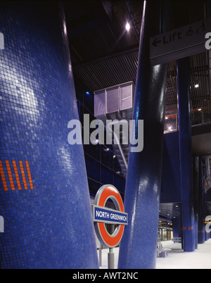 Contemporary architecture of North Greenwich underground station with ...