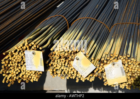 Bundles of reinforcing steel bars for concrete construction Stock Photo ...