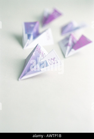 Paper airplanes made of Euro banknotes, the concept of cash flow ...